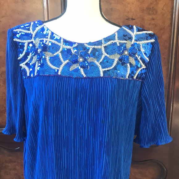 Patra | Dresses | Patra Gorgeous Blue Embellished Tiered Party Dress ...